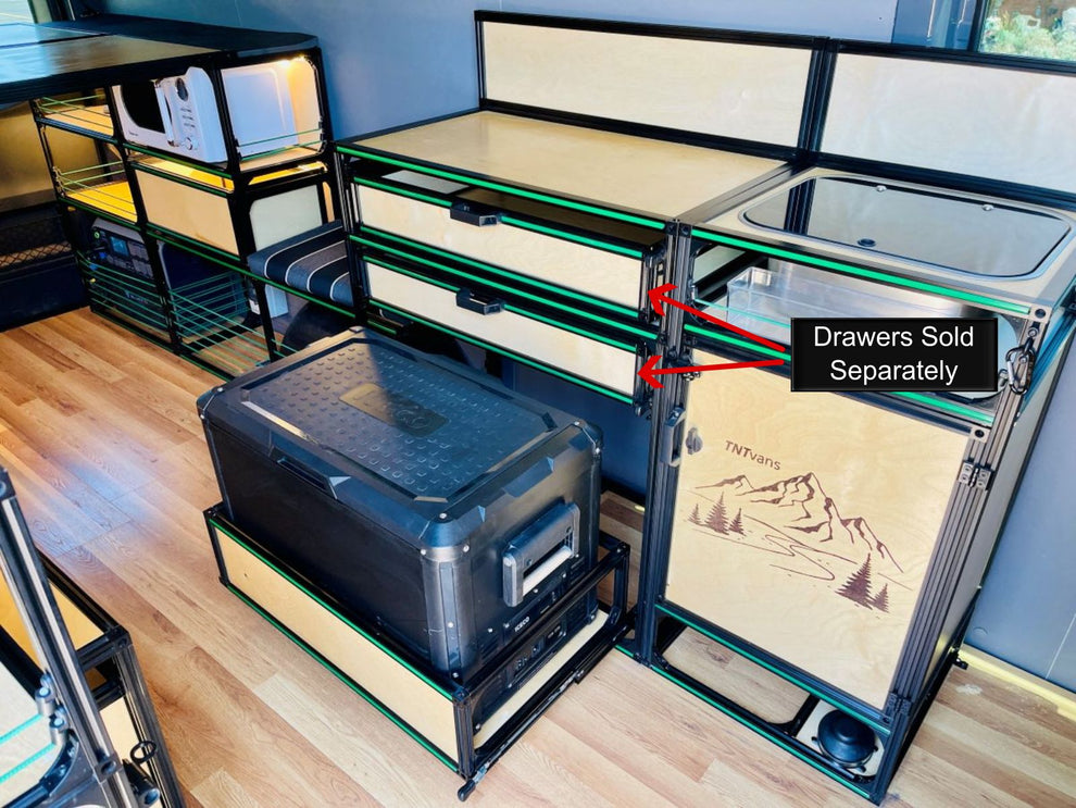 Camper Van Conversion Ice Chest Cooler Slide | Van Kitchen – TNTvans
