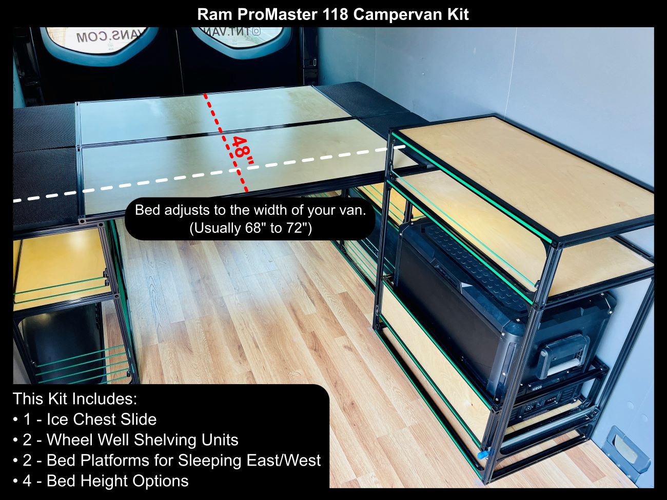 Ram ProMaster 118 Camper Van Conversion Kit | Bed Kit | DIY – TNTvans